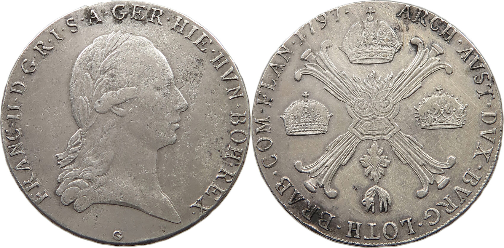 HAUS HABSBURG KRONENTALER 1797 G FRANZ II. 1792-1835 VF- | MA-Shops