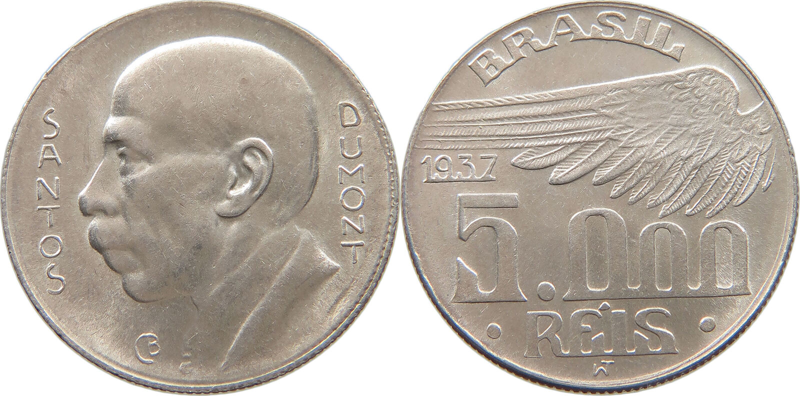 BRAZIL 5000 REIS 1937 EF | MA-Shops