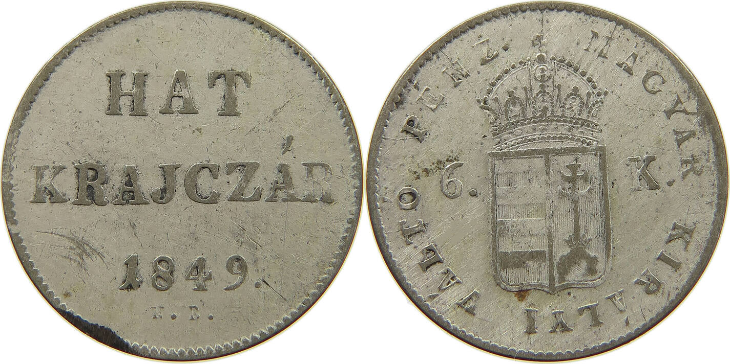 HAUS HABSBURG HAT 6 KRAJCZAR 1849 Franz Joseph I. 1848-1916 VF | MA-Shops