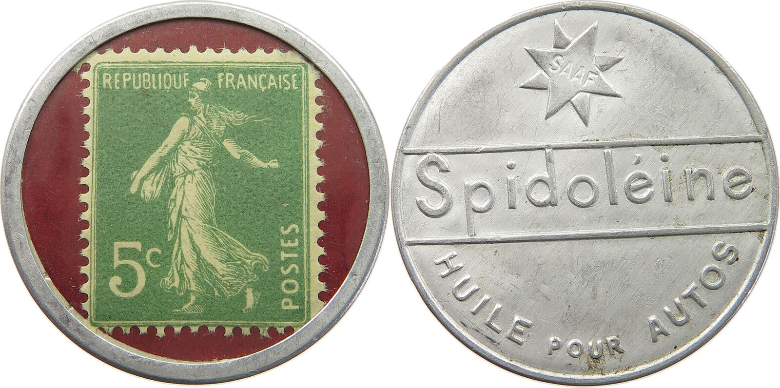 FRANCE 5 CENTIMES CREDIT SPIDOLEINE ENCASED POSTAGE STAMP VF+ | MA-Shops
