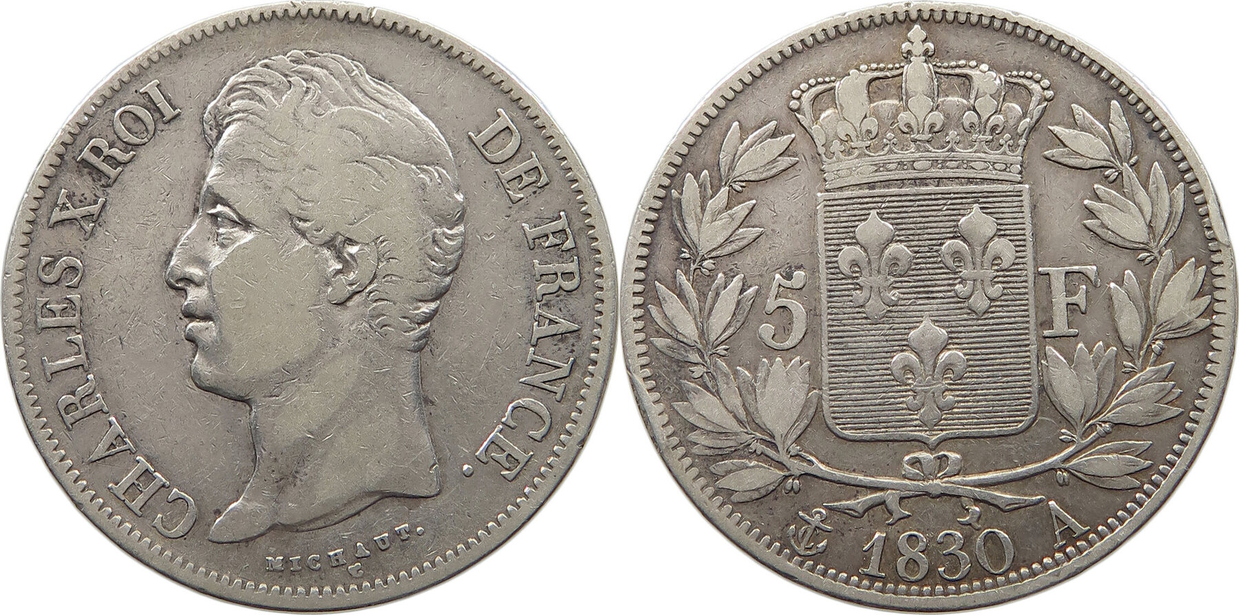 FRANCE 5 FRANCS 1830 A Charles X. (1824-1830) VF | MA-Shops