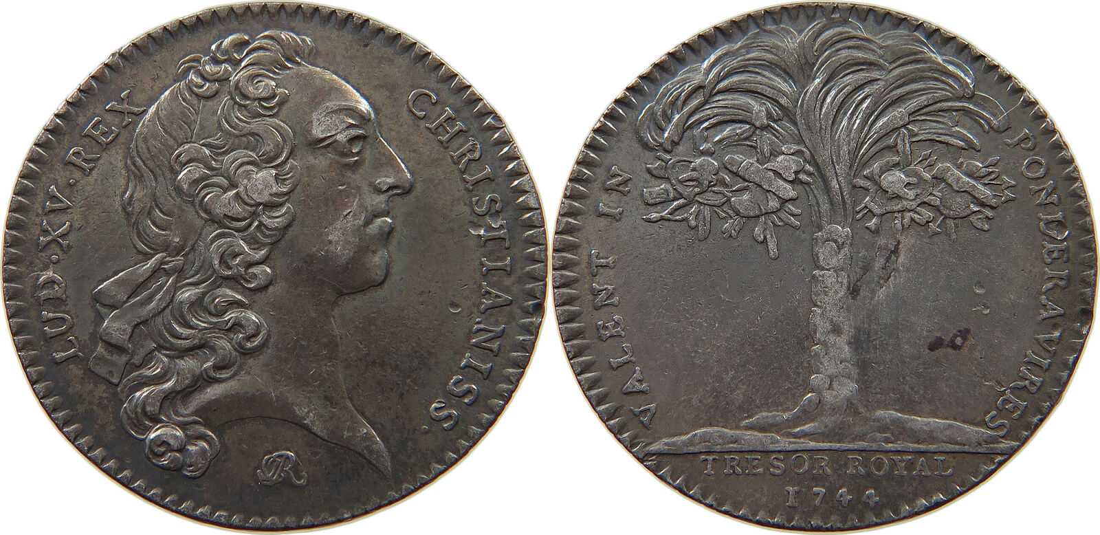 FRANCE 1744 LOUIS XV. (1715–1774) SILVER JETON TRESOR ROYAL VF | MA-Shops