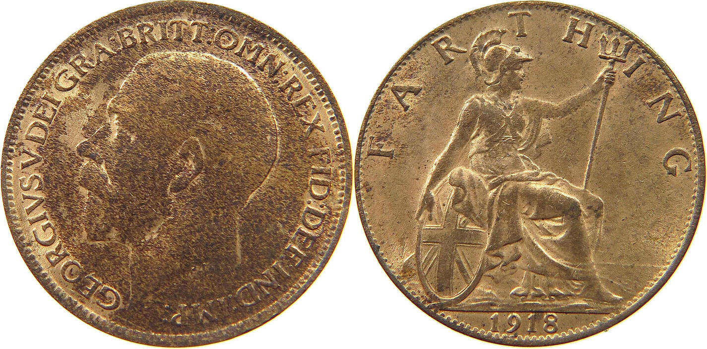 GREAT BRITAIN FARTHING 1918 George V. (1910-1936) EF | MA-Shops
