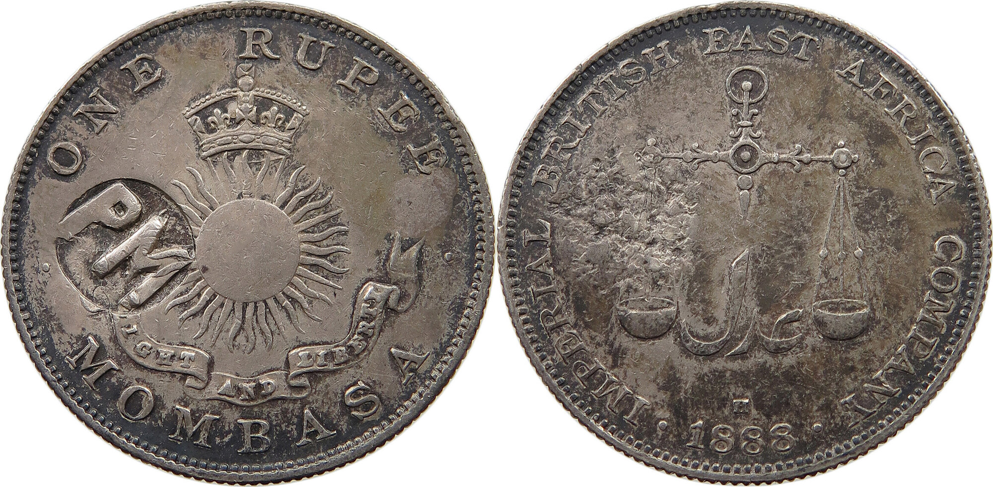 MOZAMBIQUE MOMBASA RUPEE 1888 COUNTERMARKED PM VF | MA-Shops