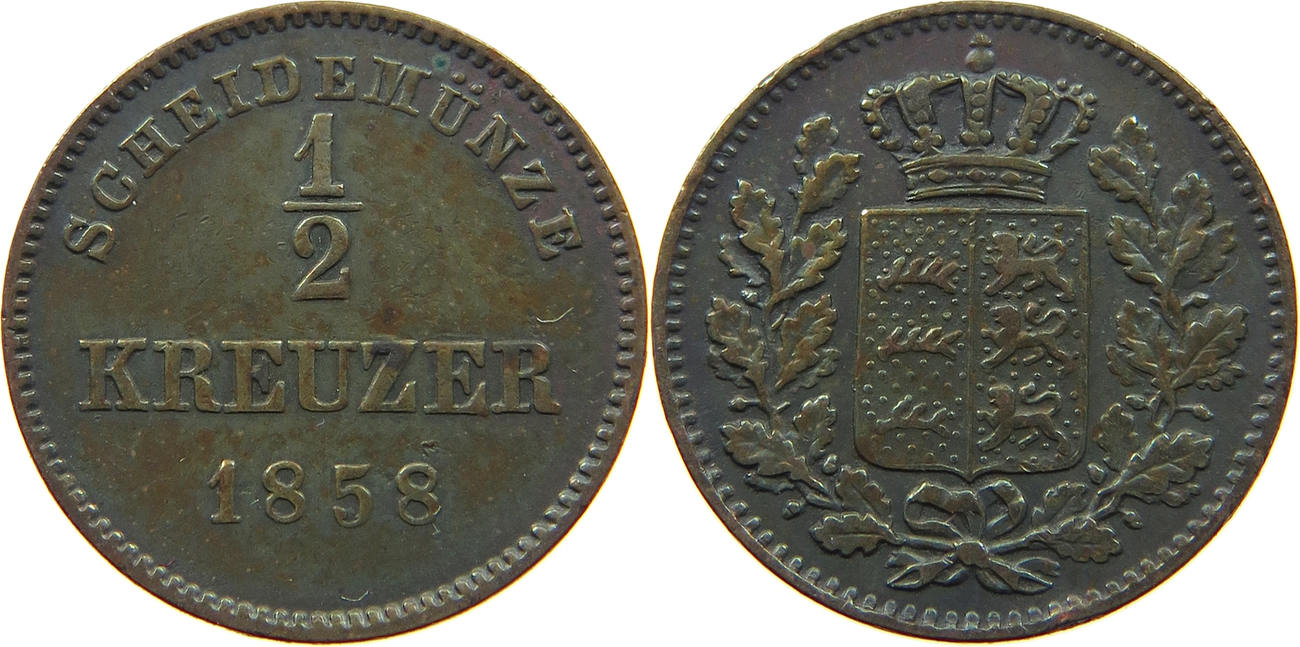 W rttemberg 1 2 Kreuzer 1858 WILHELM I VF MA Shops w-rttemberg-1-2-kreuzer-1858-wilhelm-i-vf-ma-shops