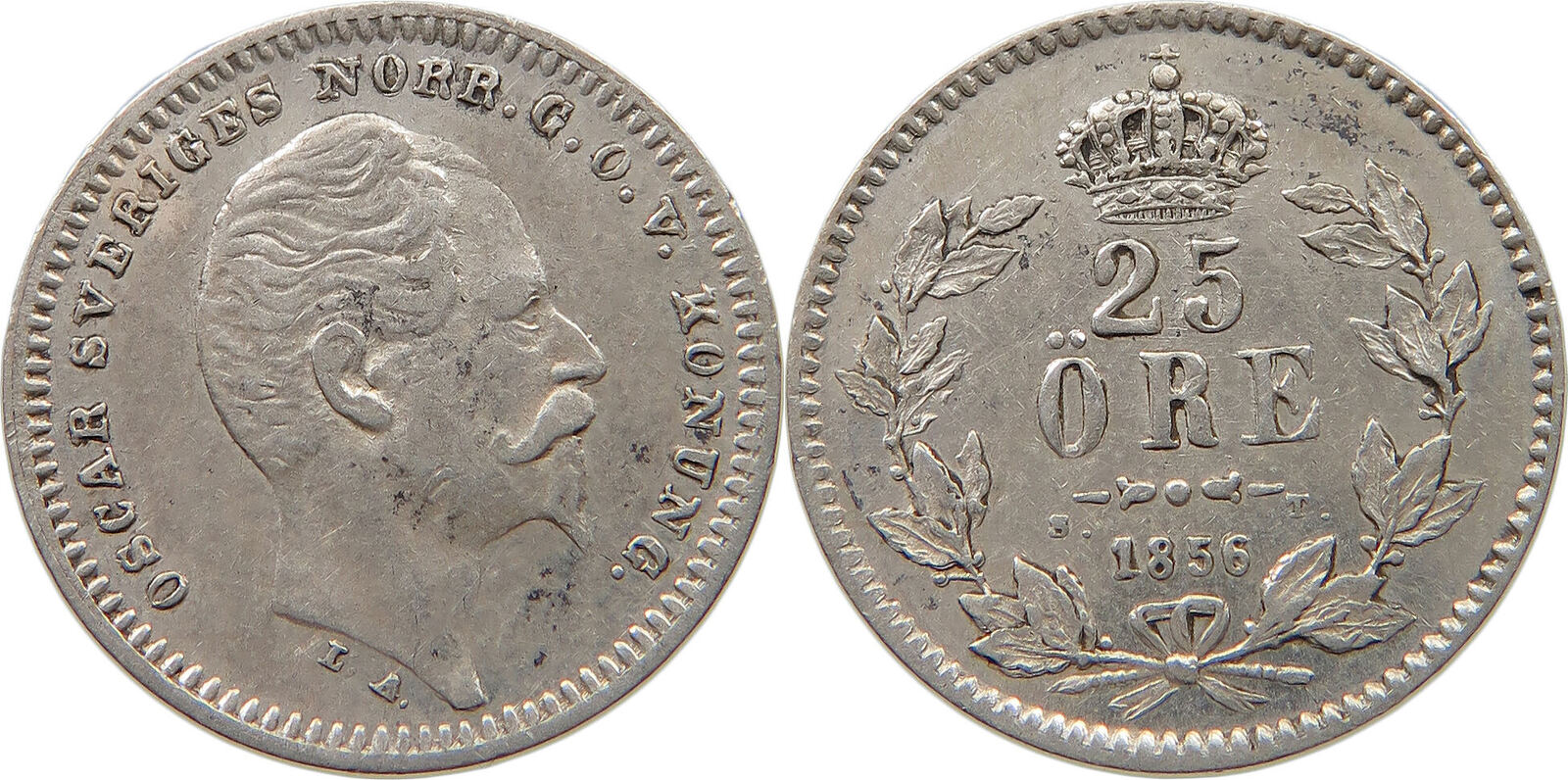SWEDEN 25 ORE 1856 Oscar I. (1844-1859) VF | MA-Shops