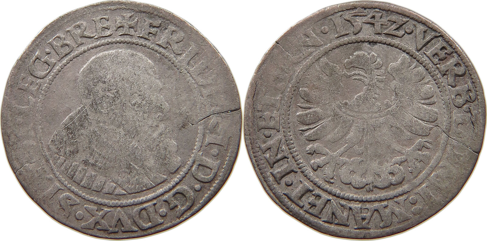 SCHLESIEN LIEGNITZ BRIEG GROSCHEL 1542 Friedrich II. (1488-1547 F-VF ...