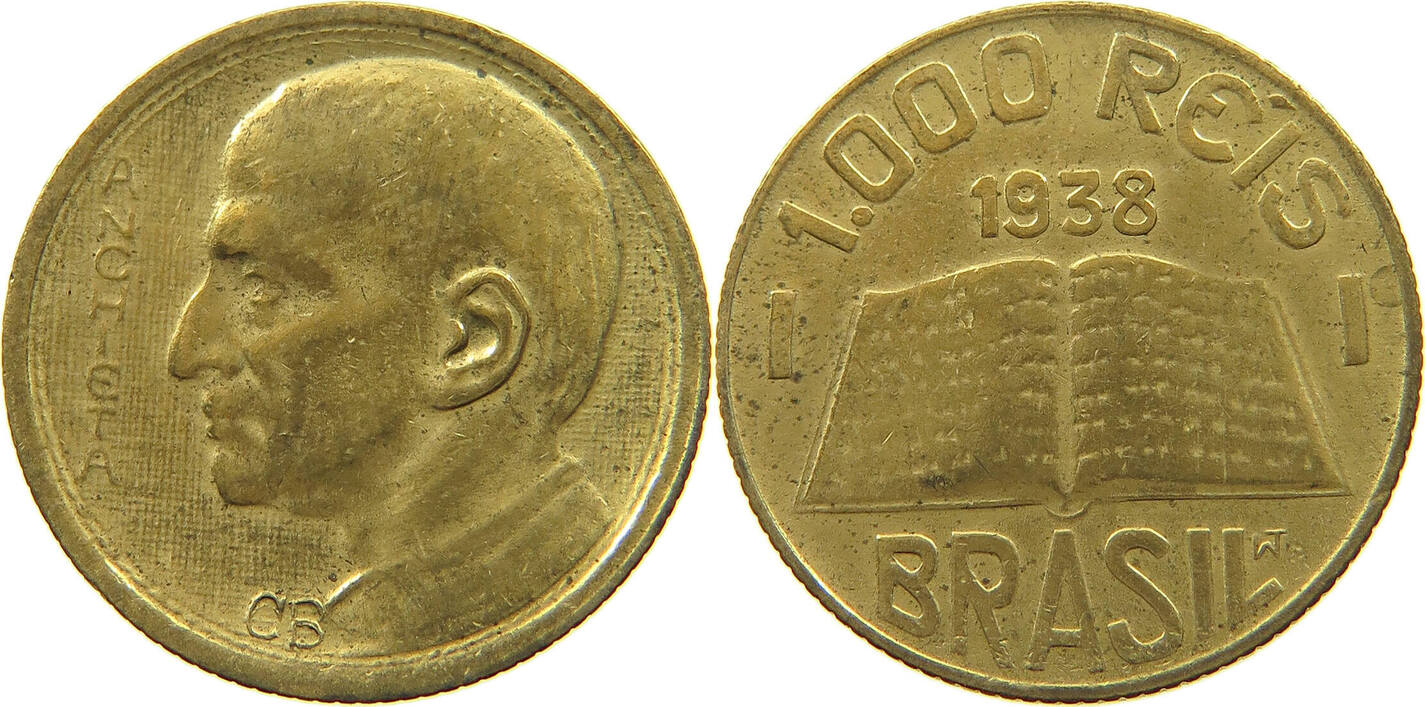 BRAZIL 1000 REIS 1938 VF | MA-Shops