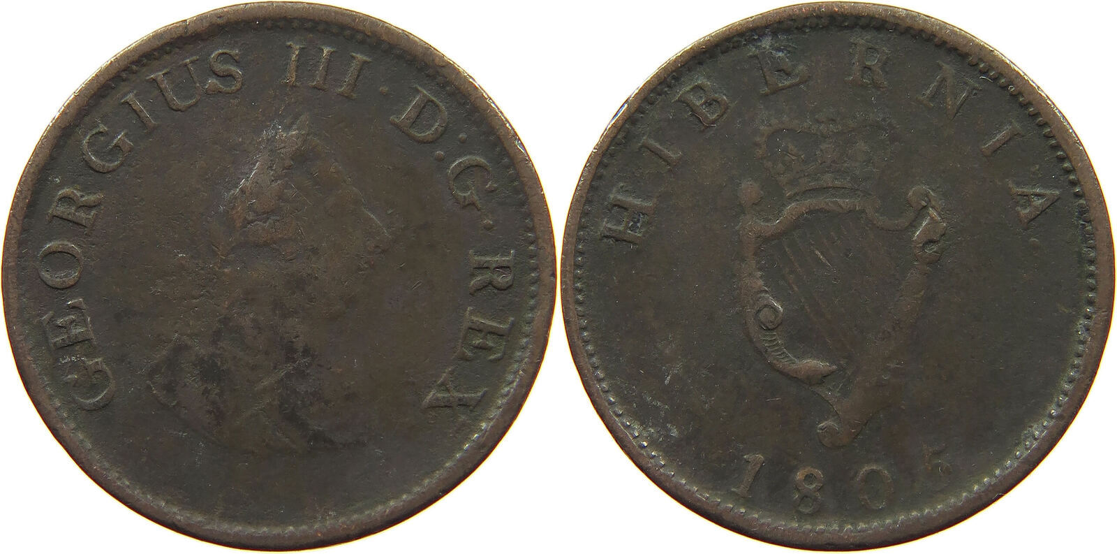 IRELAND 1/2 PENNY 1805 GEORGE III. 1760-1820 S | MA-Shops