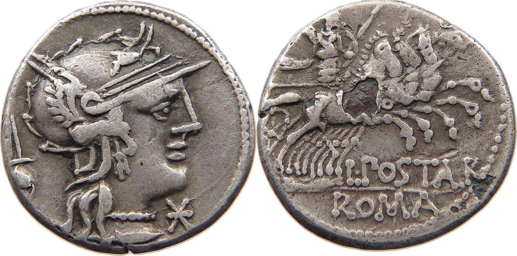 ROME REPUBLIC DENAR L. Postumius Albinus QUADRIGA VF | MA-Shops