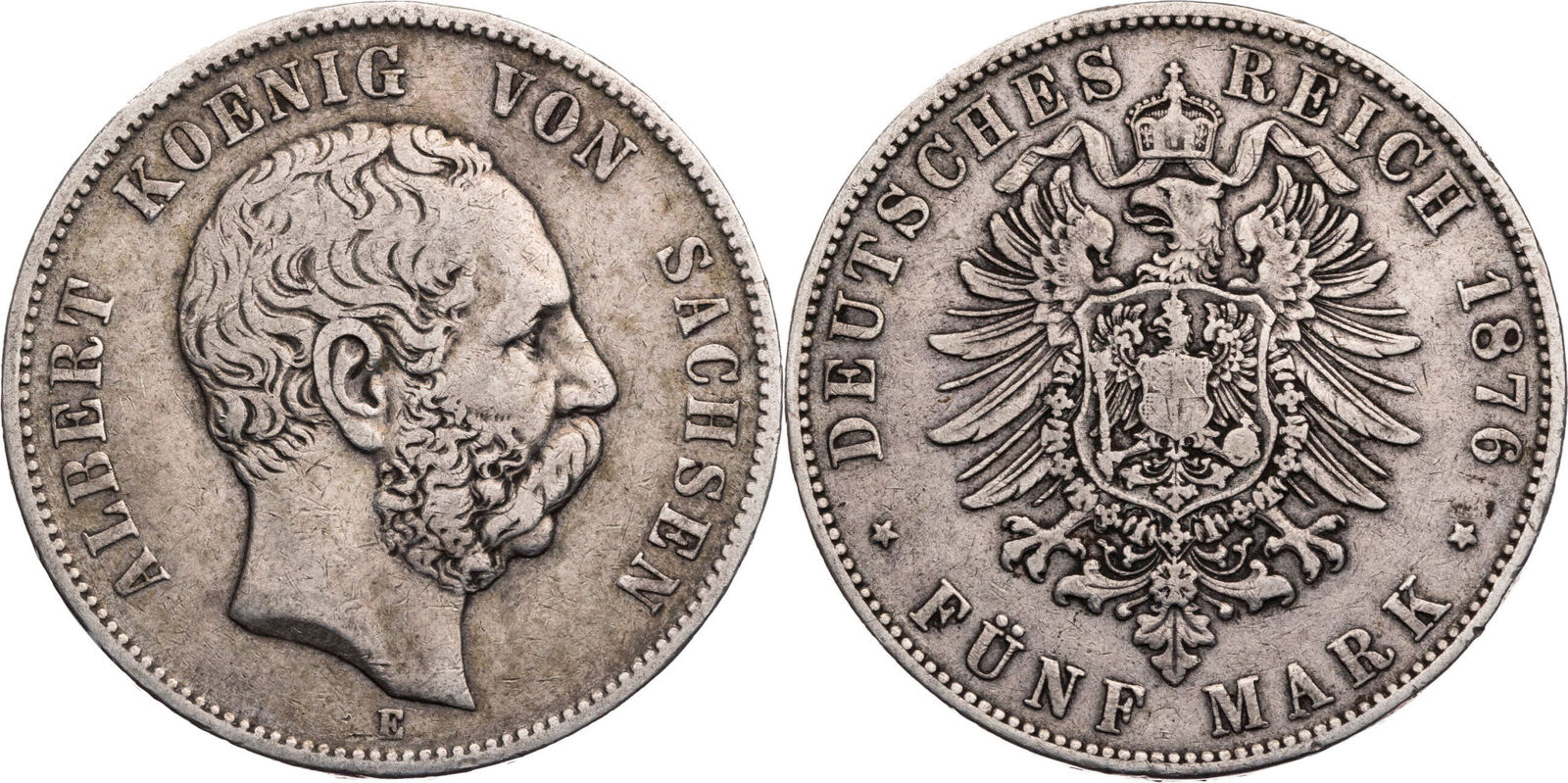 Kaiserreich, Sachsen 5 Mark 1876 E Albert (1873-1902) - Kursmünze (1875 ...