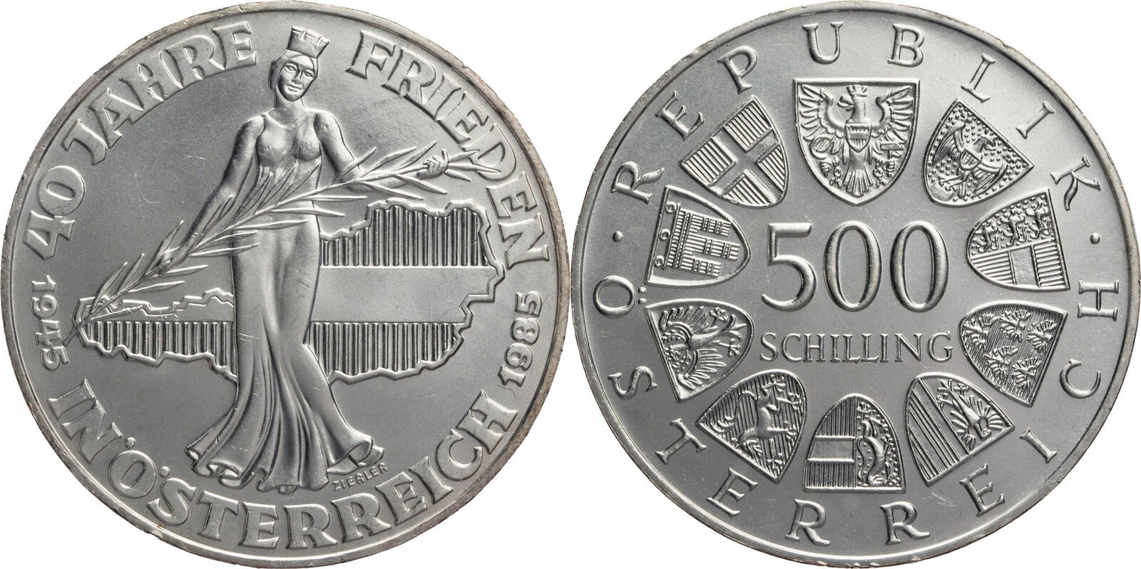 500 Schilling 1985 40 Jahre Frieden in Österreich EF | MA-Shops