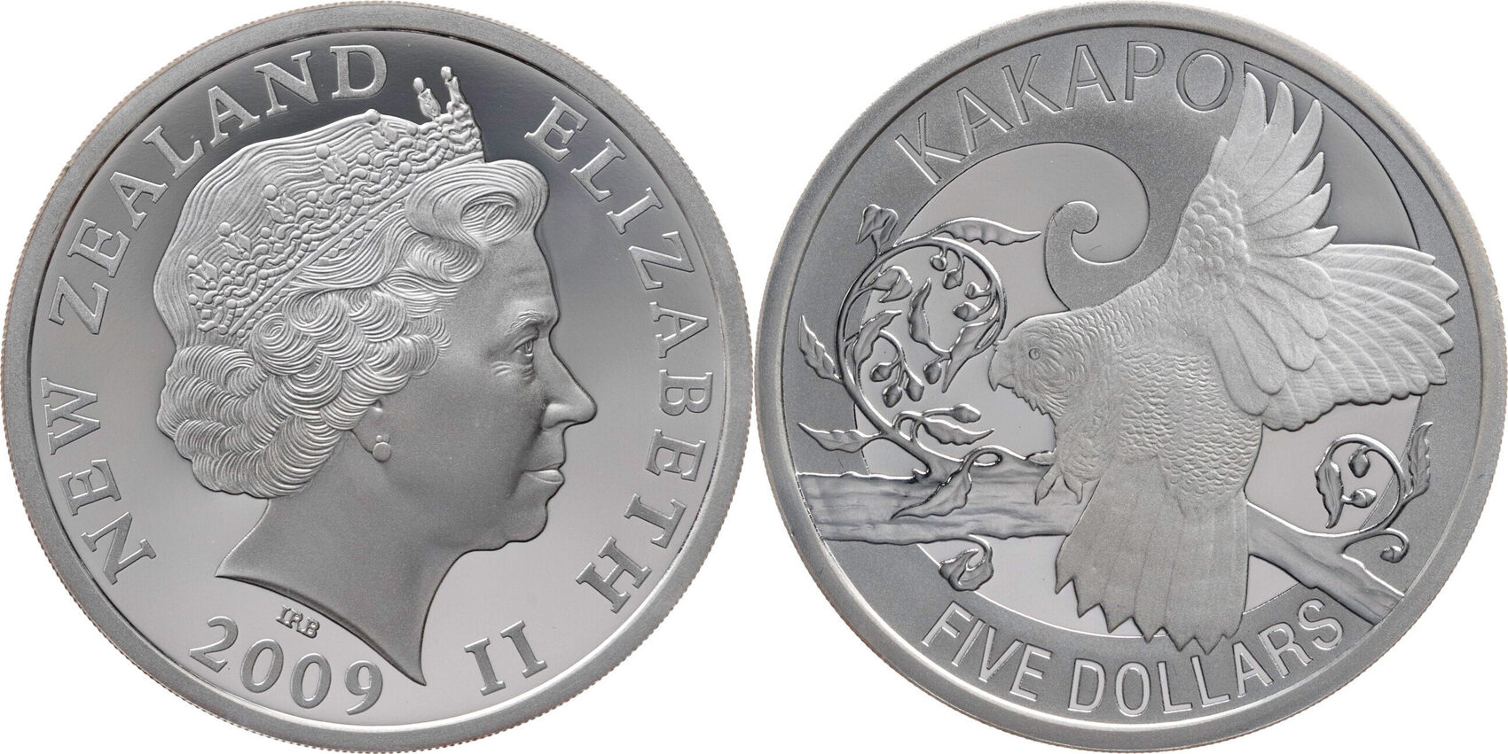 Neuseeland 5 Dollars 2009 Elizabeth II. (1952-2022) - Kakapo Proof ...