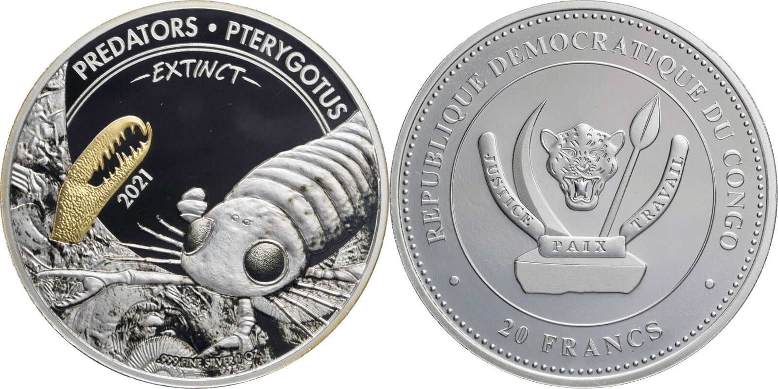 Kongo, Demokratische Republik 20 Francs 2021 Pterygotus BU (gekapselt ...