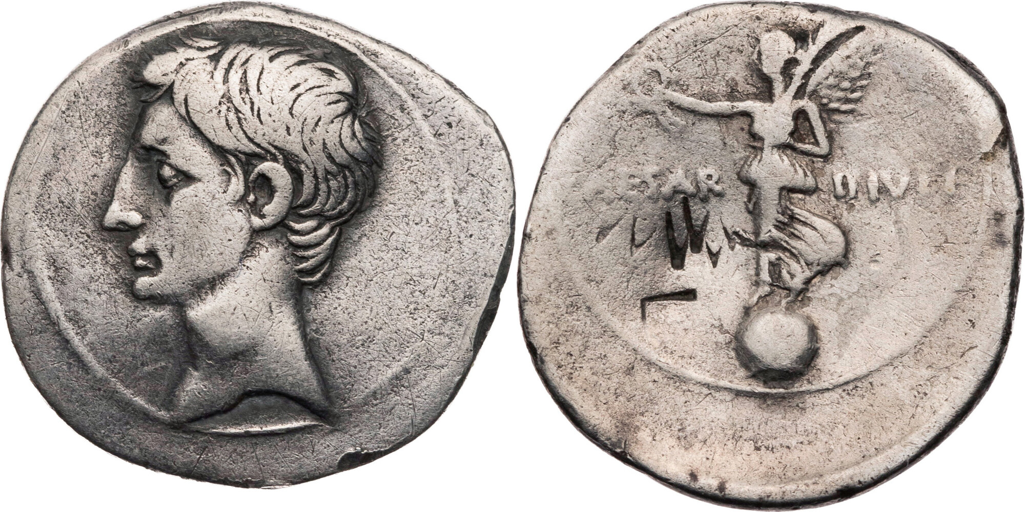 Imperatorische Prägungen Denar 32-29 v. Chr. Octavianus, Kopf ...