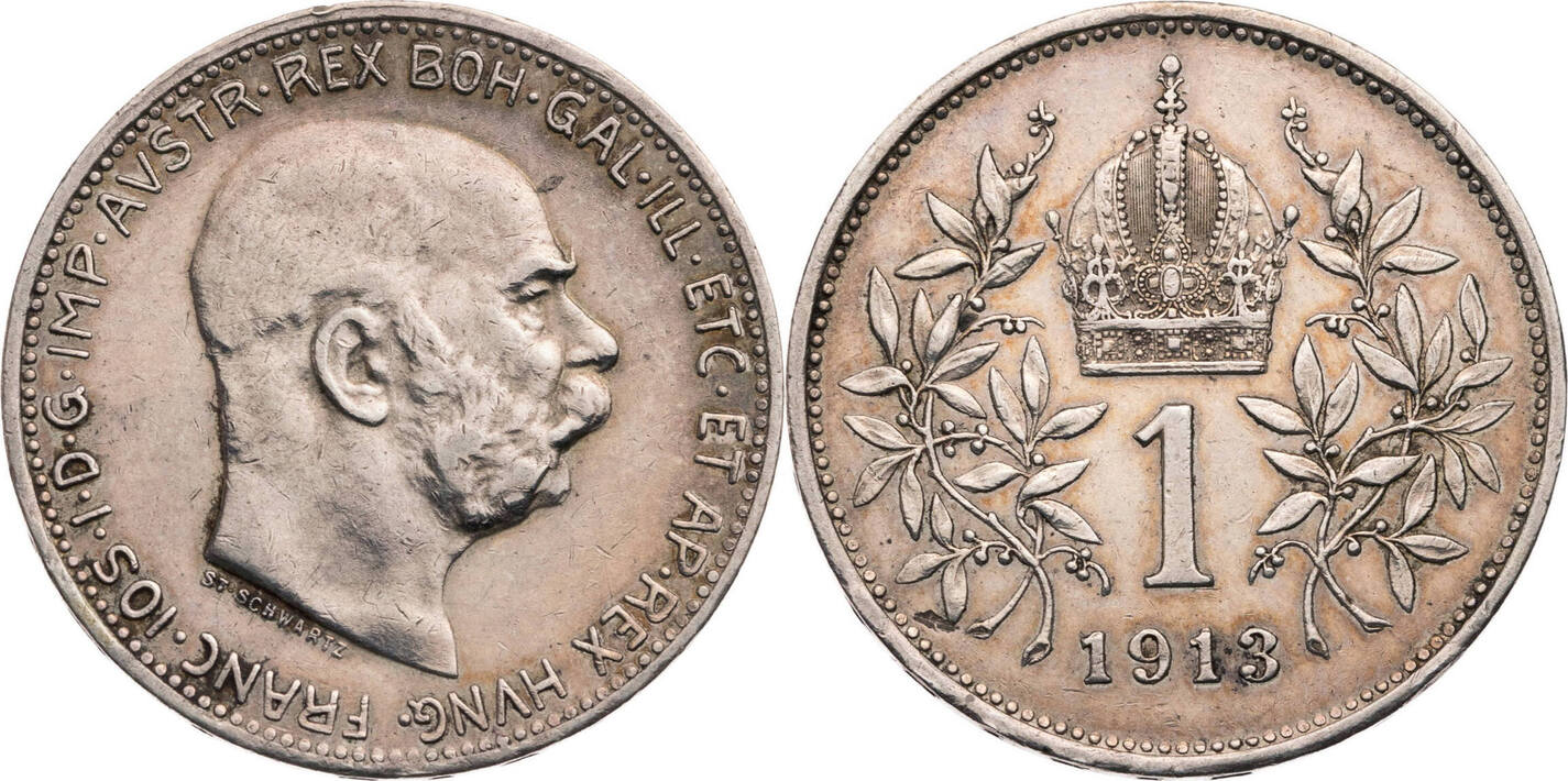 Österreich, Kaiserreich 1 Corona 1913 Franz Joseph I (1848-1916) VF-EF | MA-Shops