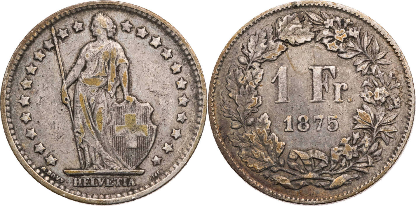 Schweiz 1 Franken 1875 B Helvetia - Kursmünze (1875-1967) F | MA-Shops