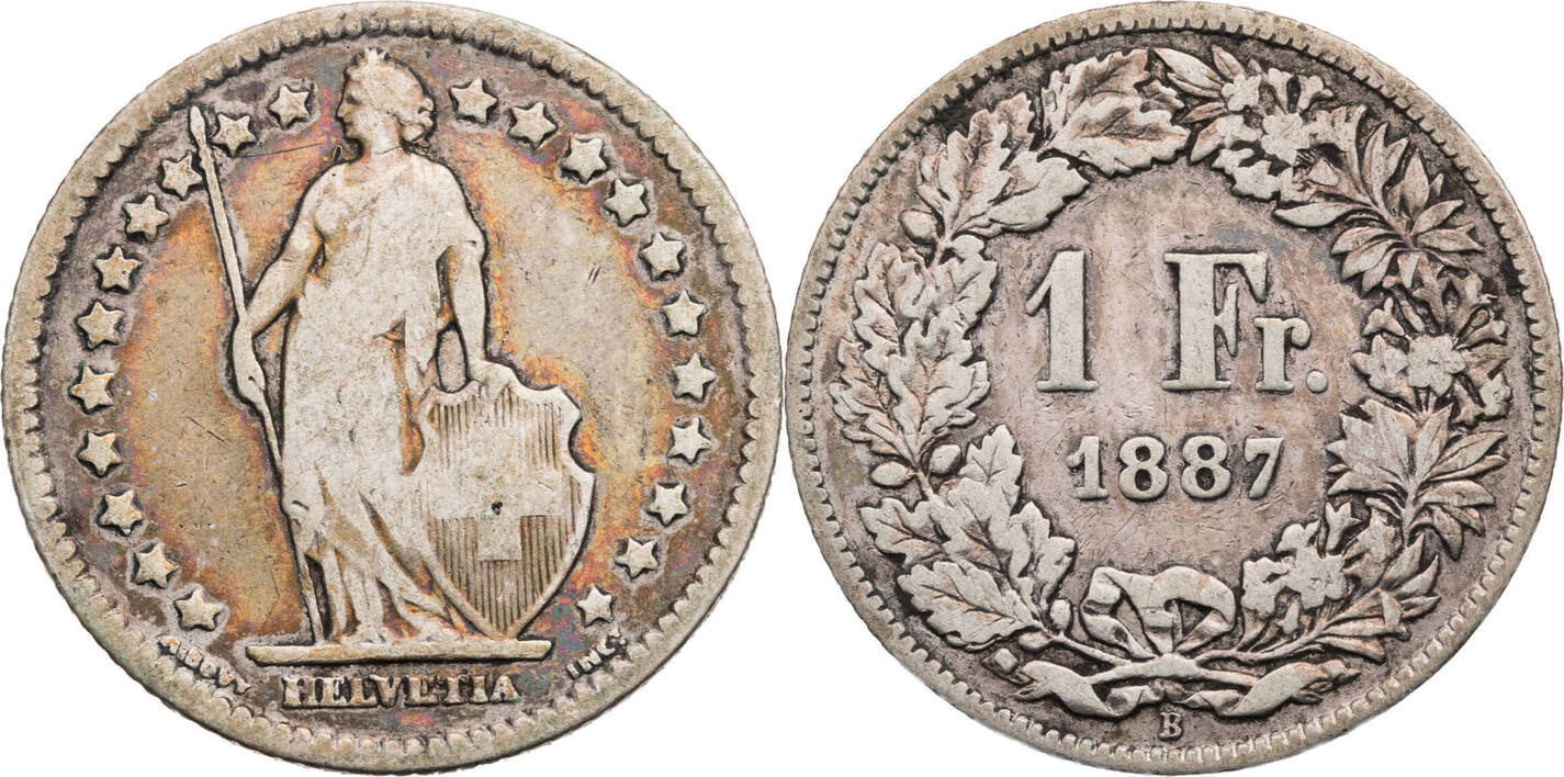 Schweiz 1 Franken 1887 B Helvetia - Kursmünze (1875-1967) F | MA-Shops