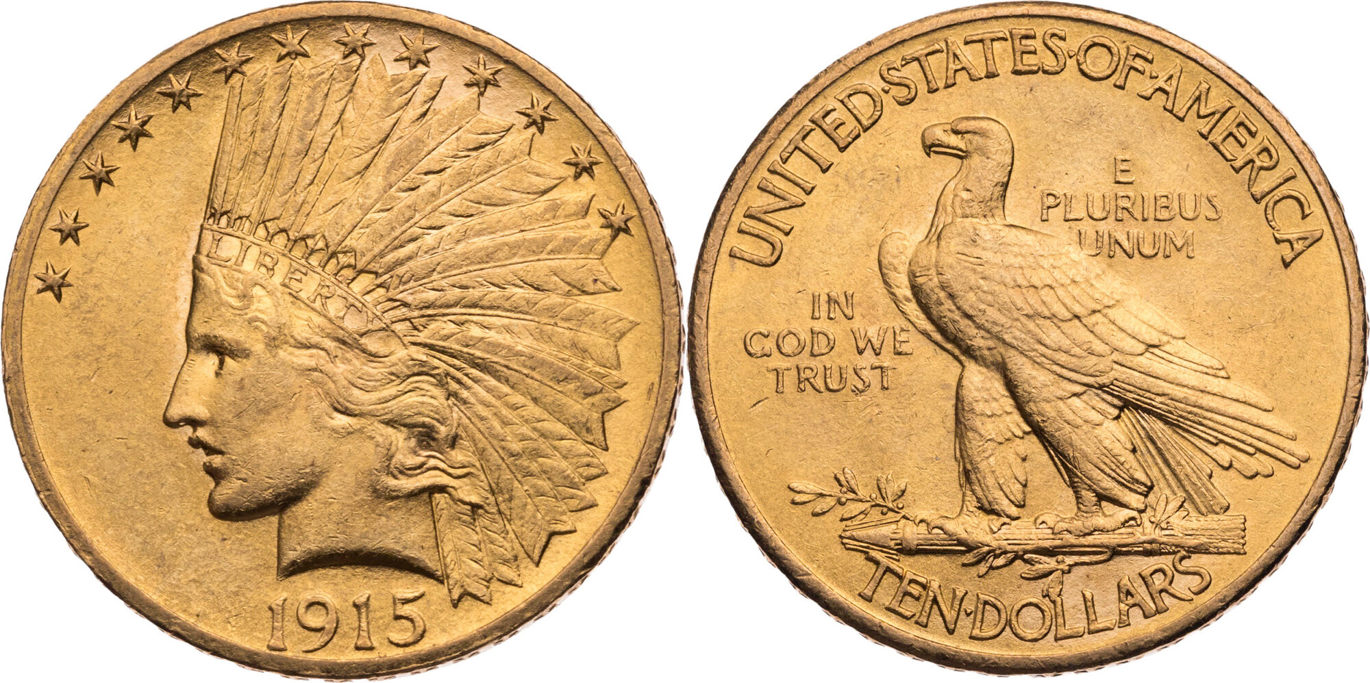 USA 10 Dollars 1915 Indian Head - Kursmünze (1908-1933) VF-EF | MA-Shops