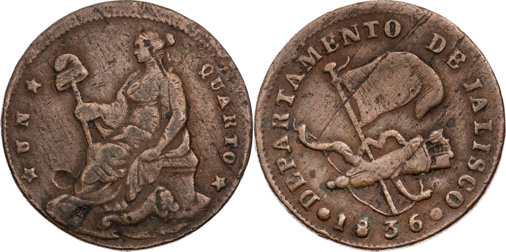 Mexiko 1/4 Real 1836 Jalisco - Quarto / Quartilla F-VF | MA-Shops