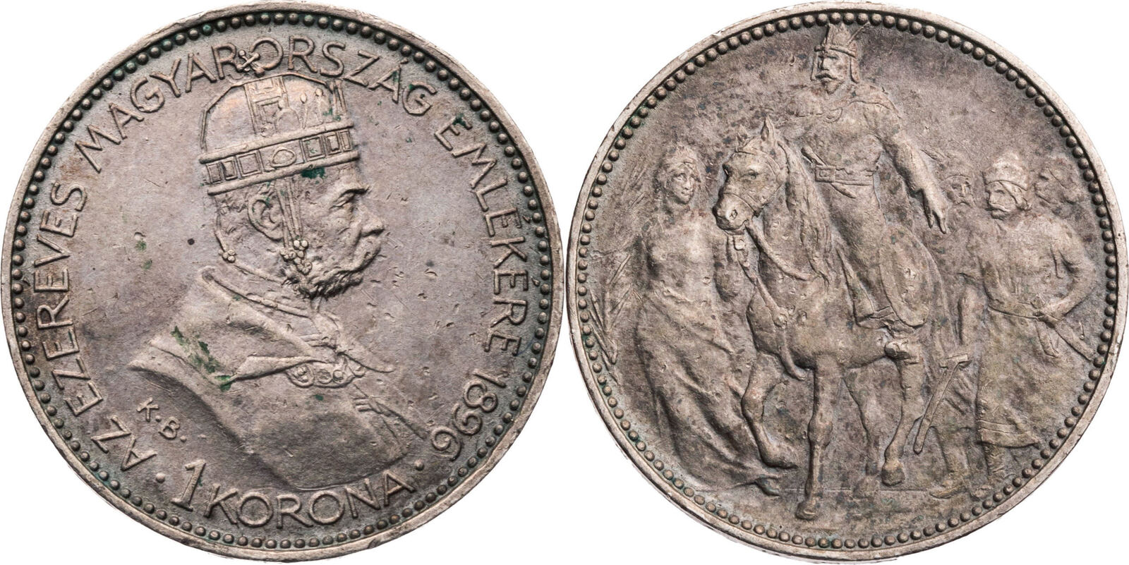 Ungarn 1 Korona 1896 KB Franz Josef I. (1848-1916) VF-EF, Kratzer | MA-Shops