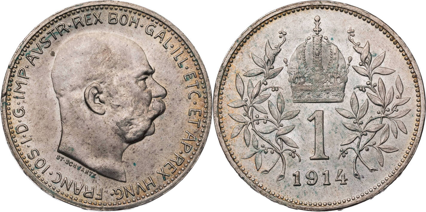 Österreich, Kaiserreich 1 Corona 1914 Franz Joseph I (1848-1916) EF | MA-Shops