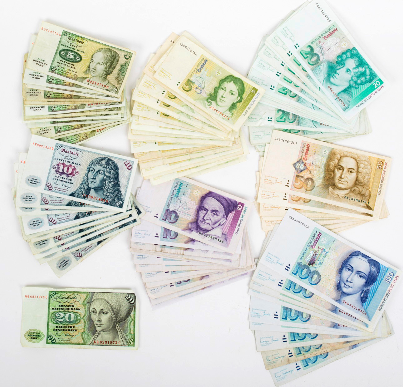 Bundesrepublik Deutschland 2100 DM in 96 Scheinen von 5 bis 100 DM 1960 ...