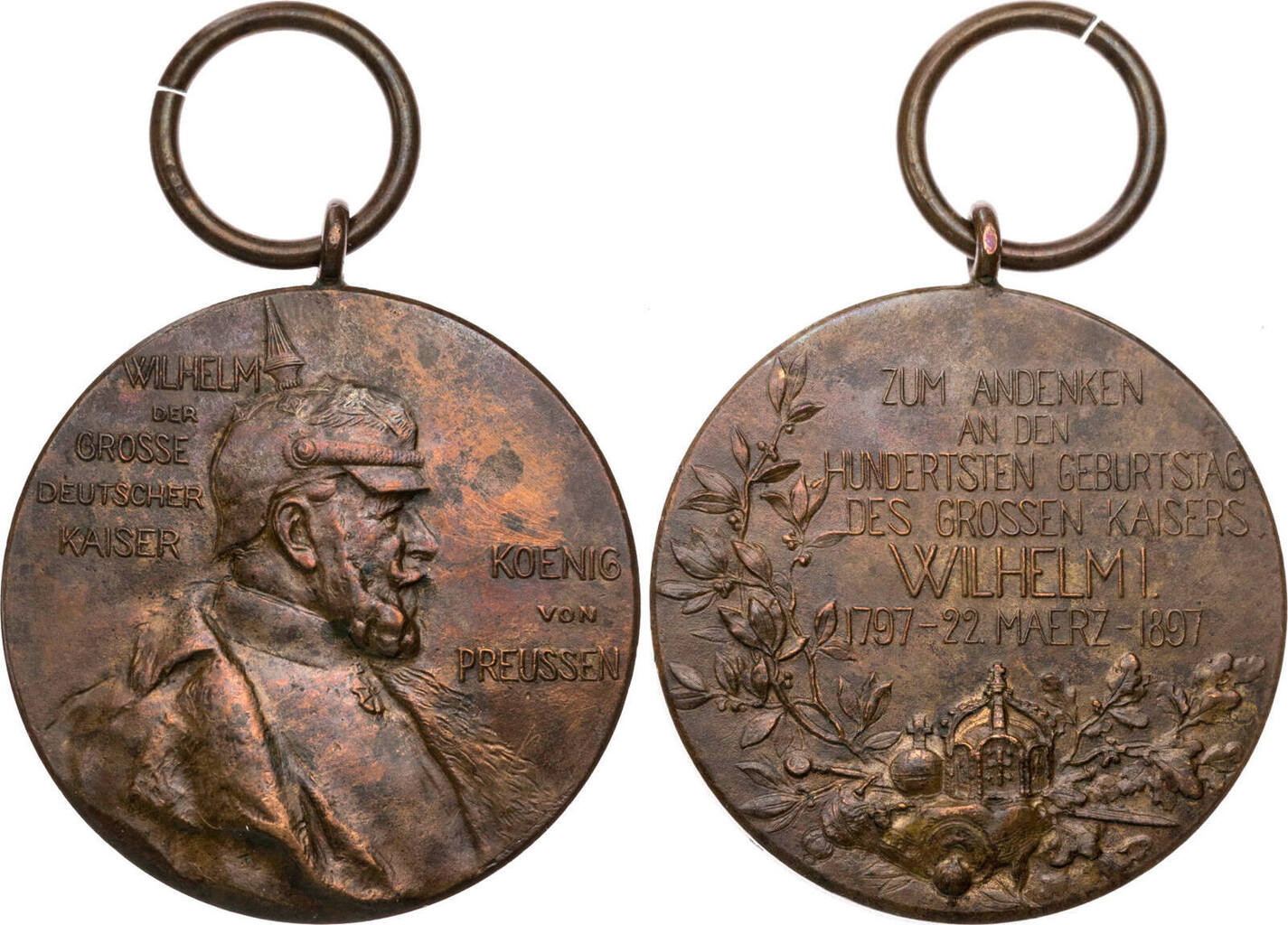 Preussen, Kaiserreich Tragbare Medaille 1897 Zum Andenken an den 100 ...
