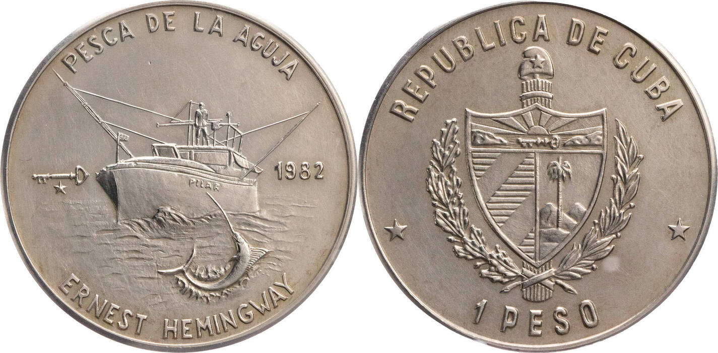Kuba 1 Peso 1982 Marlin fishing EF | MA-Shops