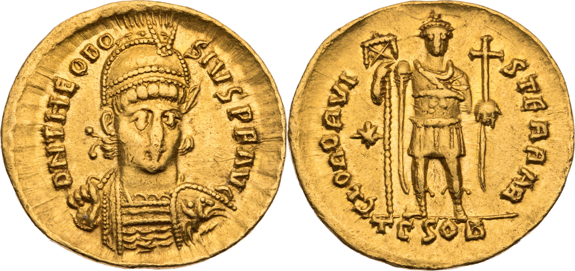 Römische Kaiserzeit Solidus 424/425-430 n. Chr. Theodosius II., Büste ...