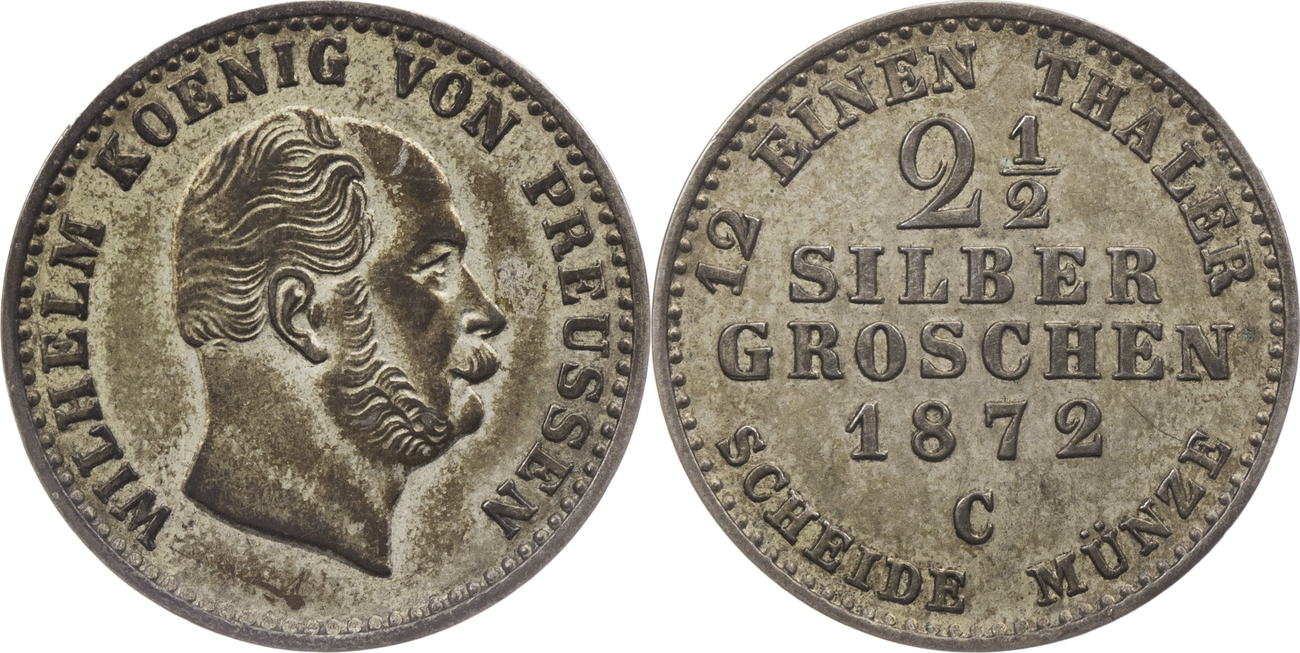 Preussen, Königreich 2 ½ Silbergroschen 1872 C Wilhelm I. (1861-1888 ...