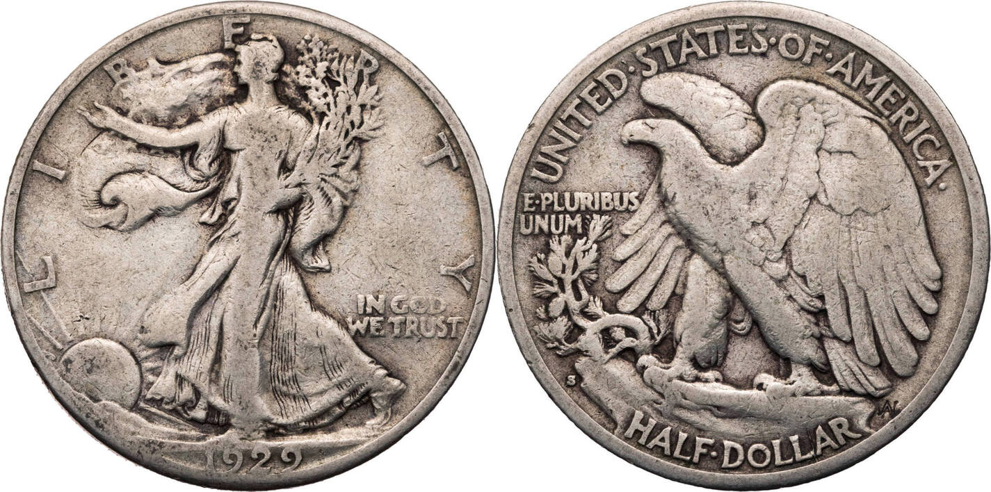 USA 1/2 Dollar 1929 S Walking Liberty Half Dollar - Kursmünze (1916 ...