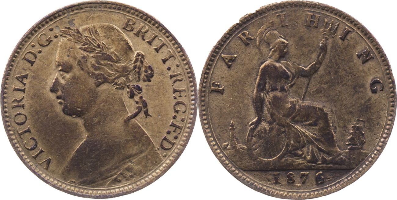 Großbritannien Farthing 1876 H Victoria (1837-1901) - Kursmünze VF | MA ...