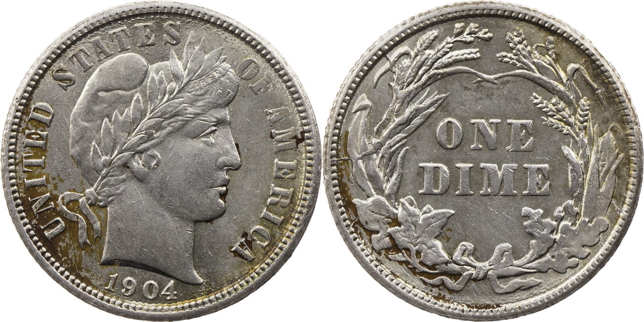 USA One Dime 1904 P Barber Dime f. EF | MA-Shops
