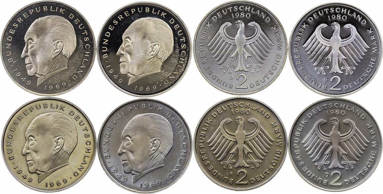 Bundesrepublik Deutschland 2 DM 1980 DFGJ 2 D-Mark Kursmünzen Konrad ...
