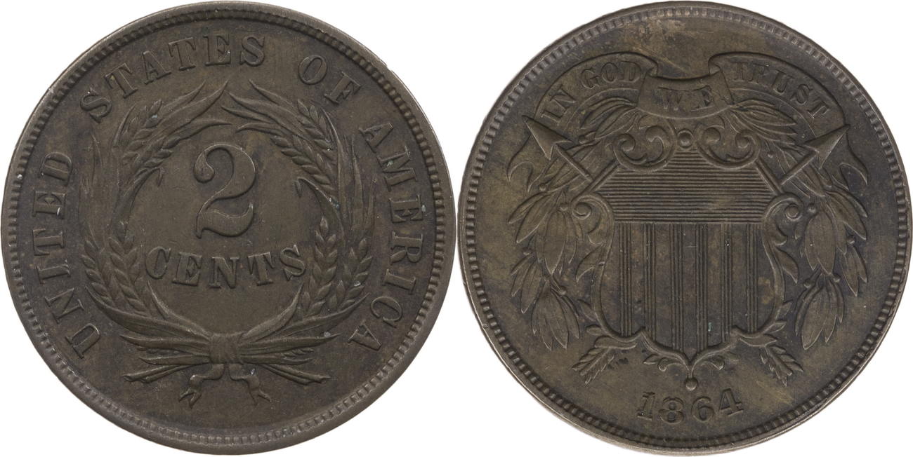 USA 2 Cents 1864 Union Shield VF-EF | MA-Shops
