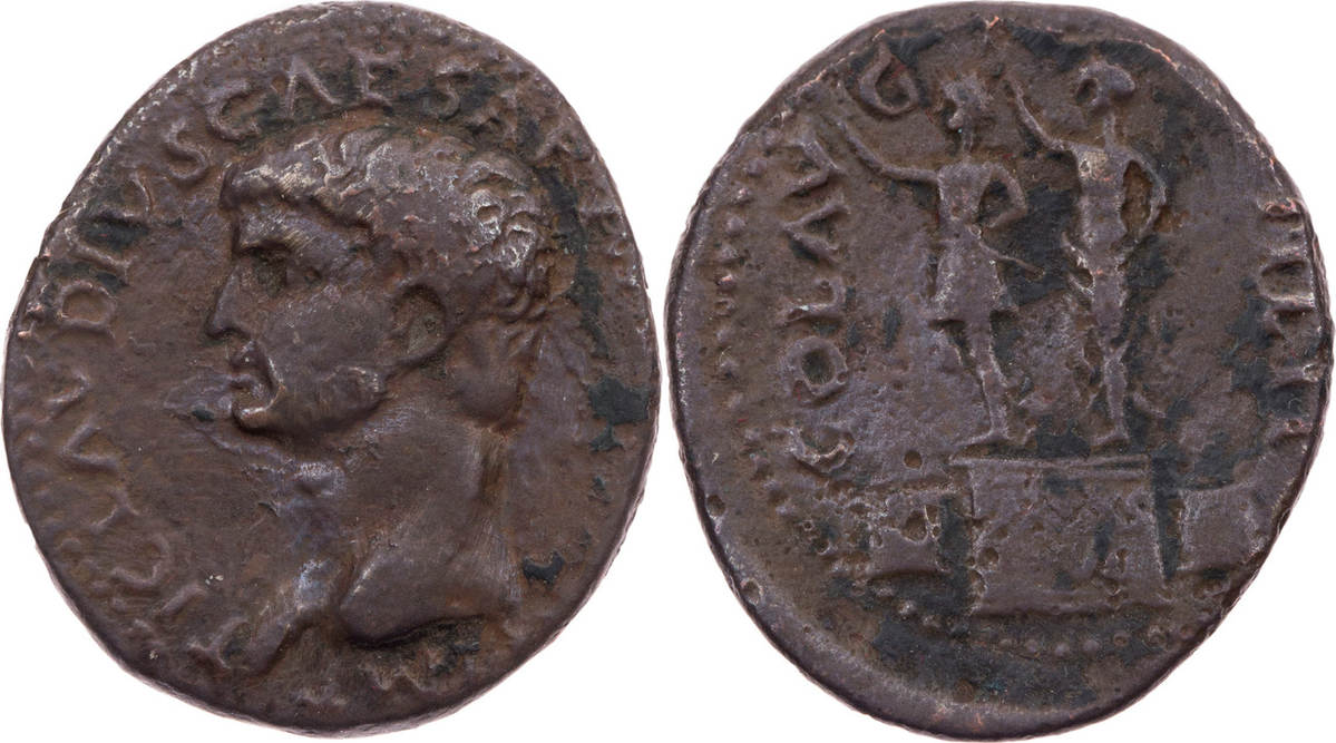 Makedonien AEs 41-54 n. Chr. Philippi, Claudius, Kopf / Statuen des ...