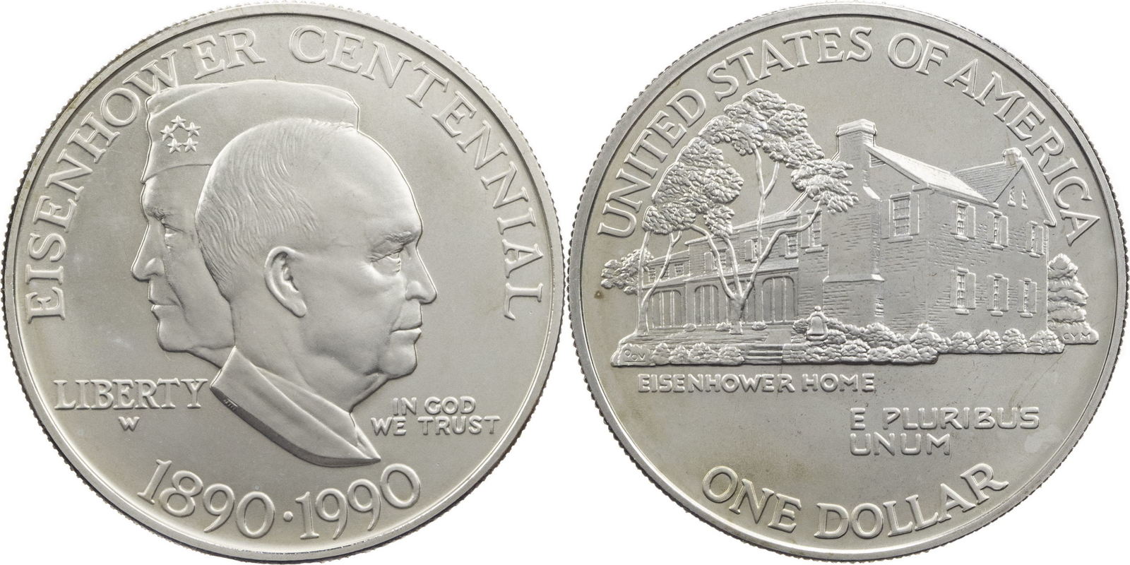 USA 1 Dollar 1990 W Eisenhower Centennial UNC- (gekapselt) | MA-Shops