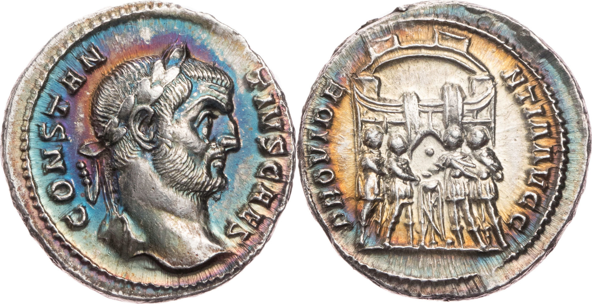 Römische Kaiserzeit Argenteus 294 n. Chr. Constantius I. Chlorus, Kopf ...