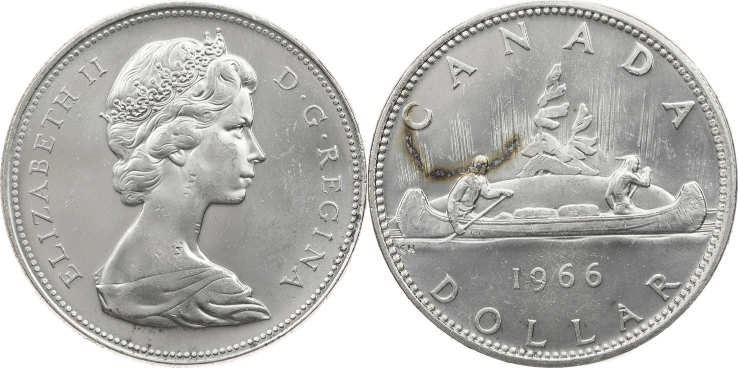 Kanada 1 Dollar 1966 Elizabeth II - 2nd portrait EF Fleck, Kratzer | MA ...