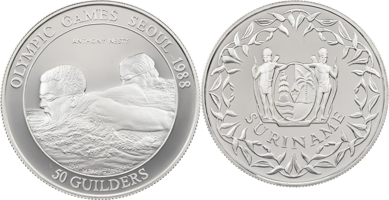 Surinam 50 Guilders Olympische Spiele 1988 in Seoul - Anthony Nesty ...