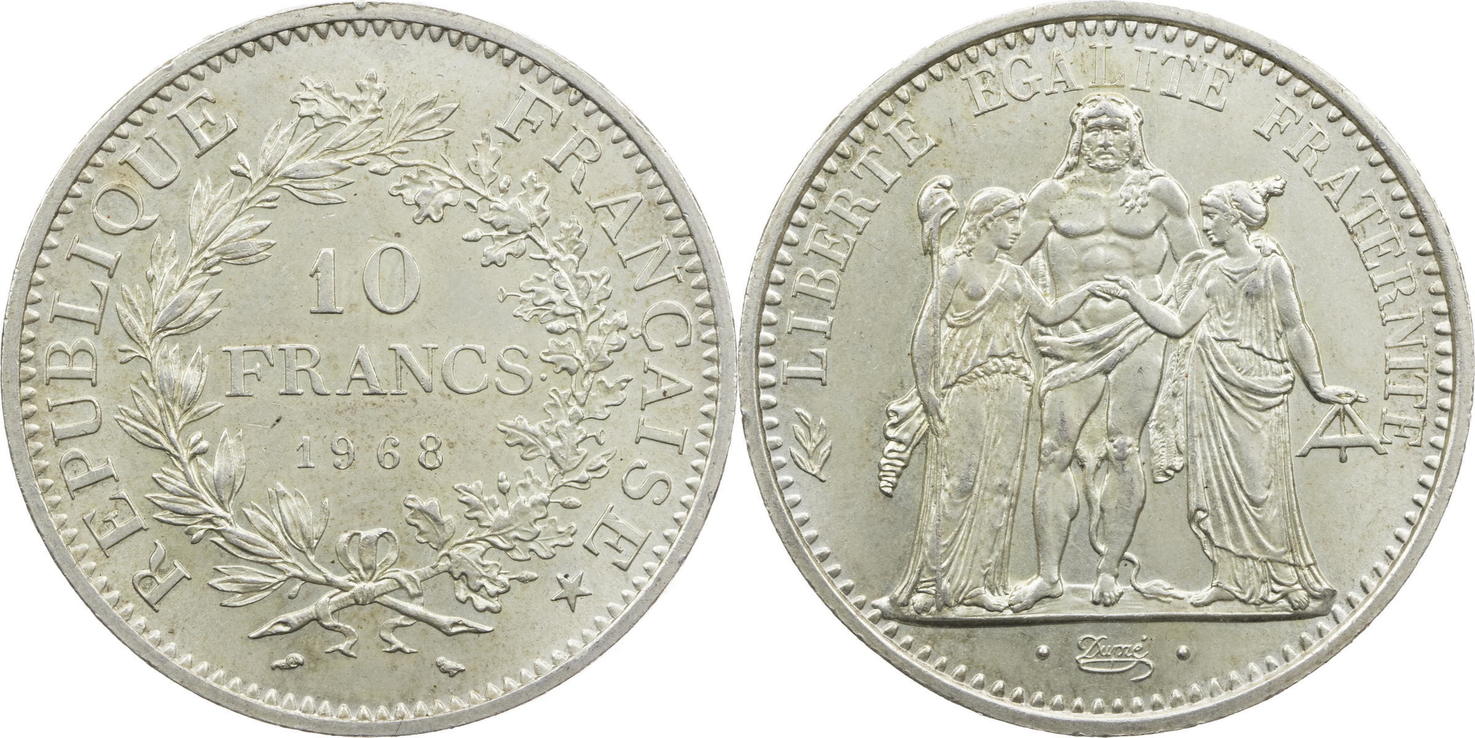 Frankreich 10 Francs 1968 Herkulesgruppe UNC | MA-Shops