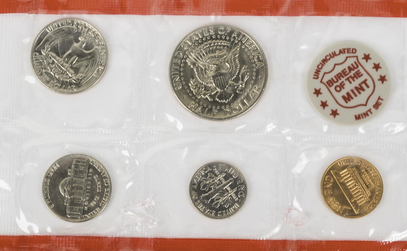 USA 91 cent 1971 Kursmünzensatz (KMS) BU (gekapselt) Folie gelocht ...