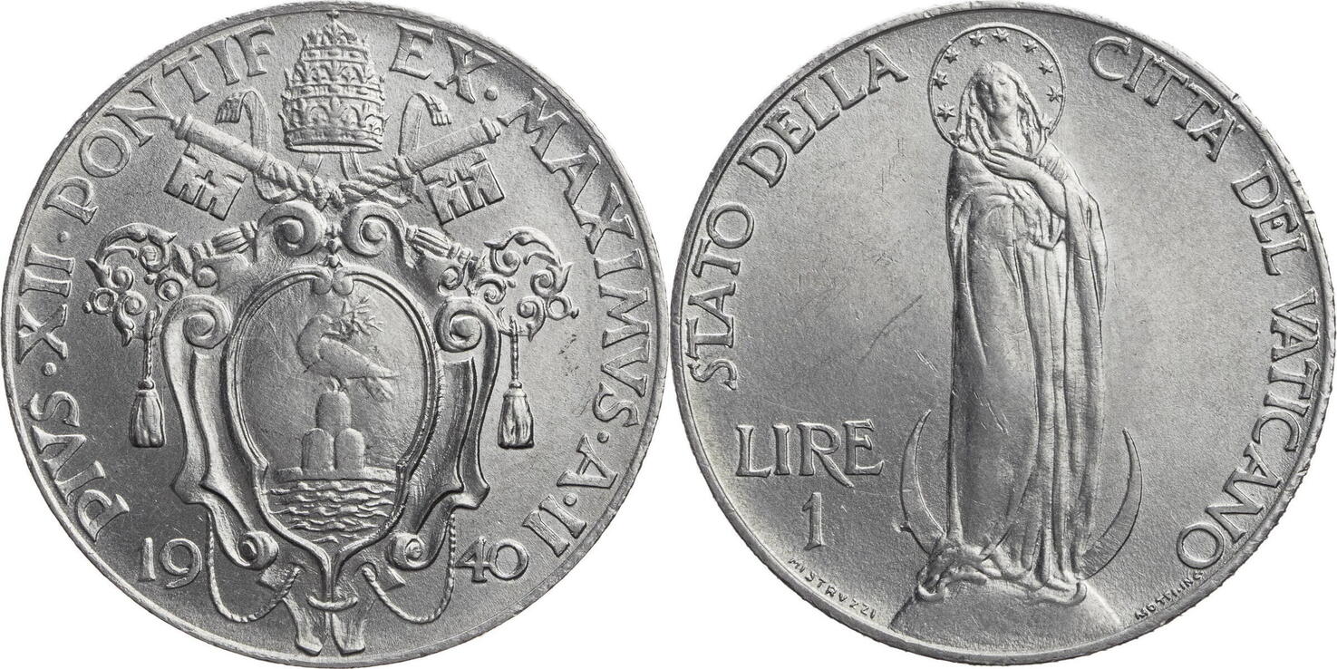 Vatikan 1 Lire 1940 Pius XII 1939 1958 Kursm nze 1940 1941 EF Vatikan 1 Lire 1940 Pius XII 1939 1958 Kursm nze 1940 1941 EF
