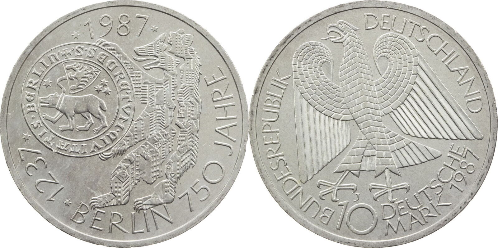 Bundesrepublik Deutschland 10 DM 1987 J 750 Jahre Berlin EF | MA-Shops