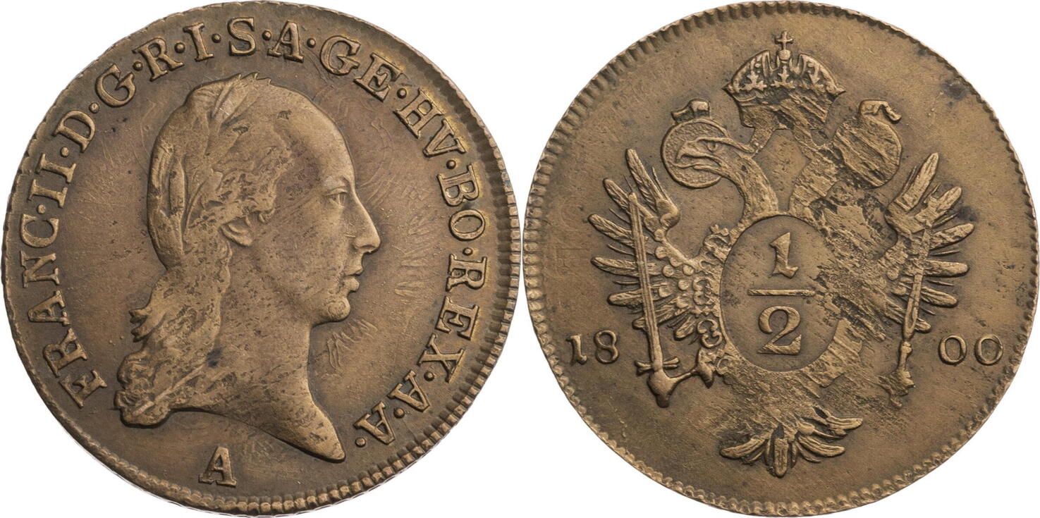 RDR, Habsburg 1/2 Kreuzer 1800 A Franz II. (1792-1806) VF | MA-Shops