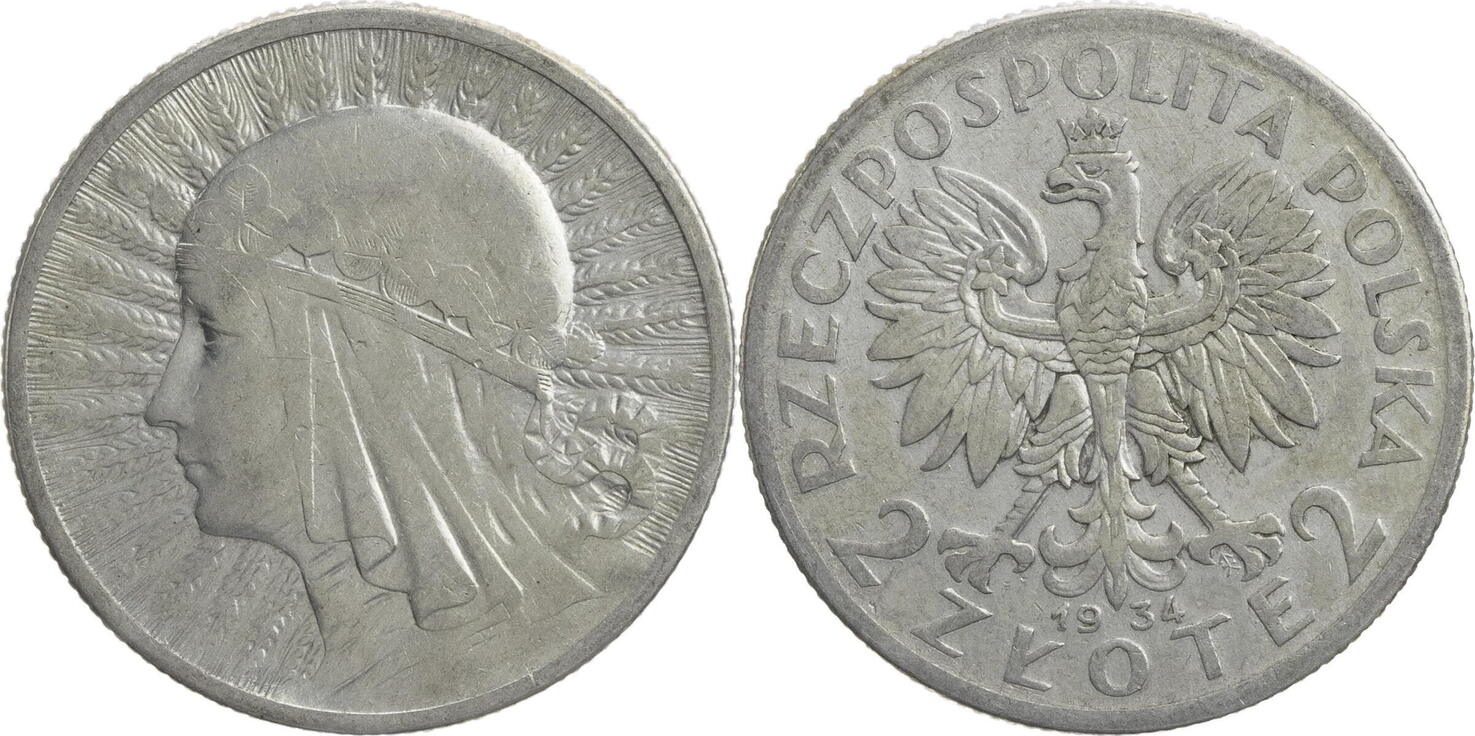 Polen 2 Zloty 1934 Kursmünze (1932-1934) VF | MA-Shops