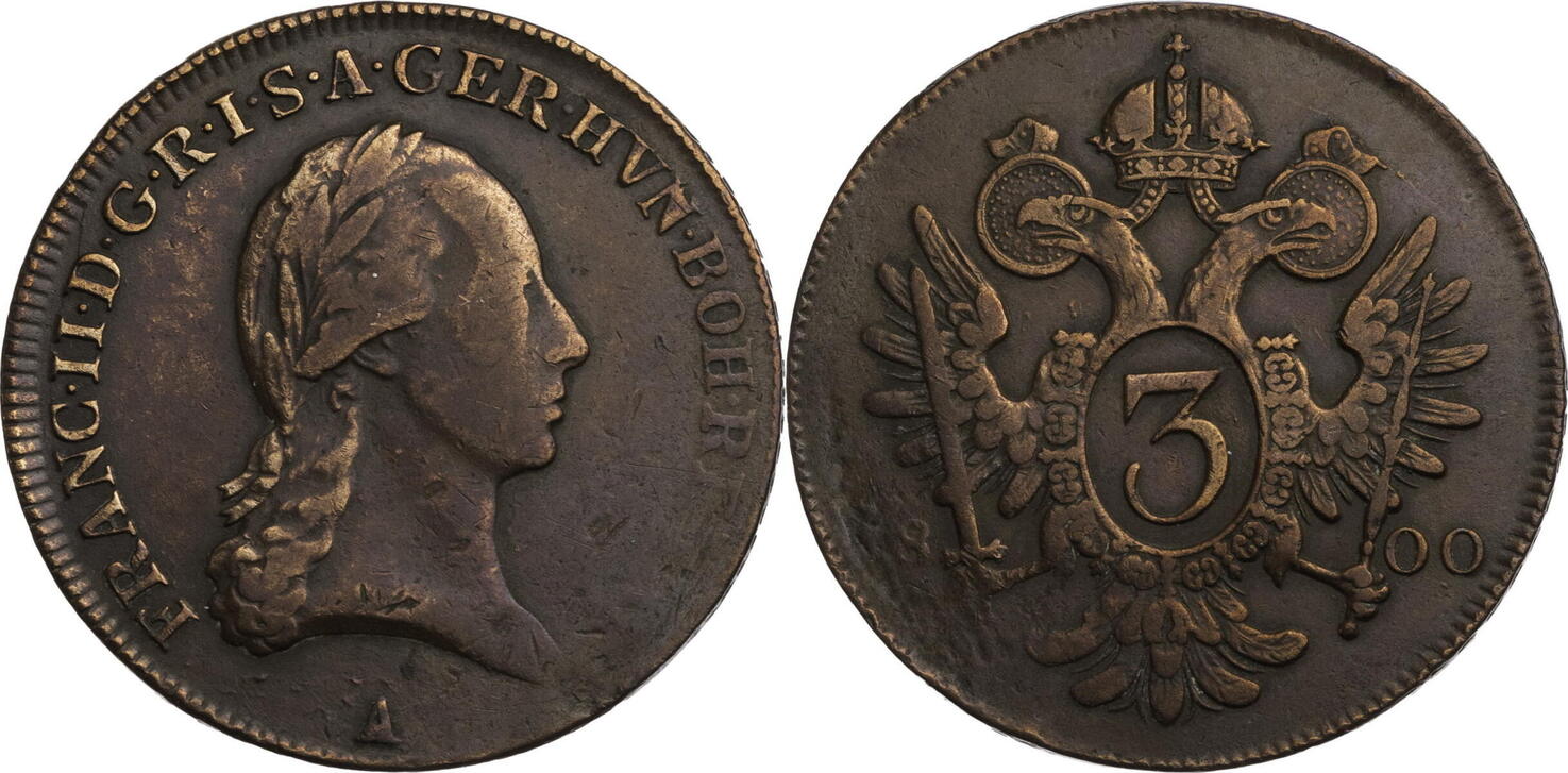 RDR, Habsburg 3 Kreuzer 1800 A Franz II. (I.) (1792-1835) VF | MA-Shops