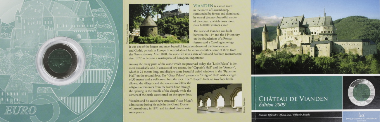 Luxemburg 5 Euro 2009 Castles of Luxembourg Series - Château de Vianden ...