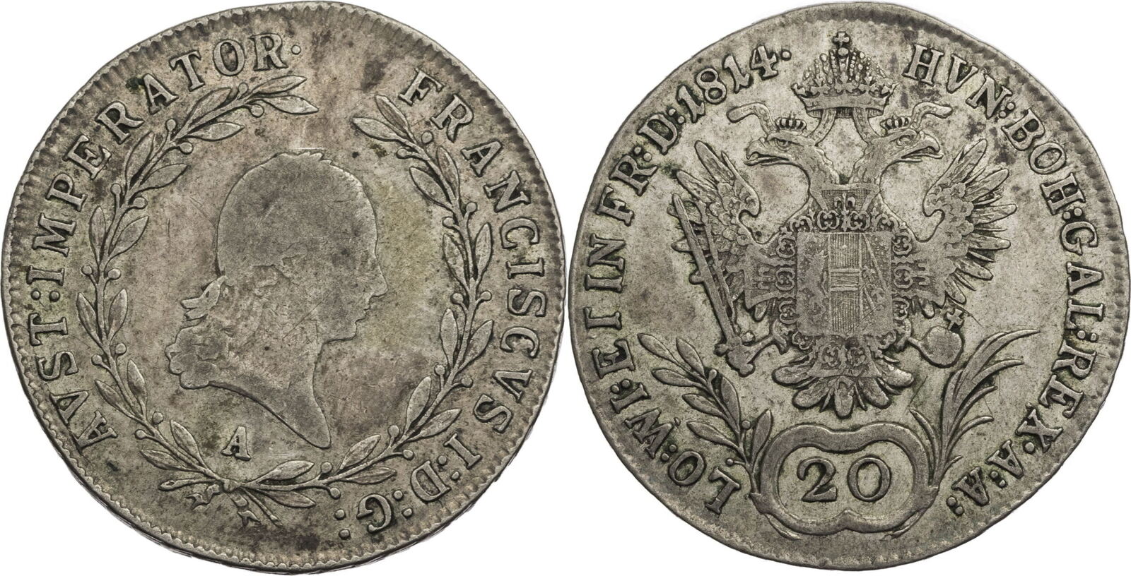 RDR, Habsburg 20 Kreuzer 1814 A Franz II. (I.) (1792-1835) - Kursmünze F-VF | MA-Shops